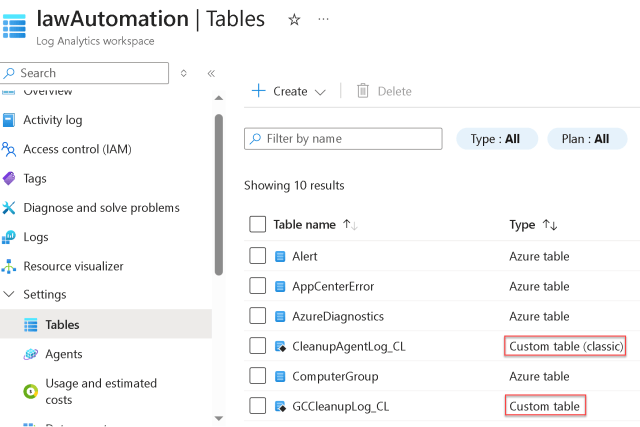 Logging Azure Cleanup Workflows to Custom Tables in Log Analytics ...